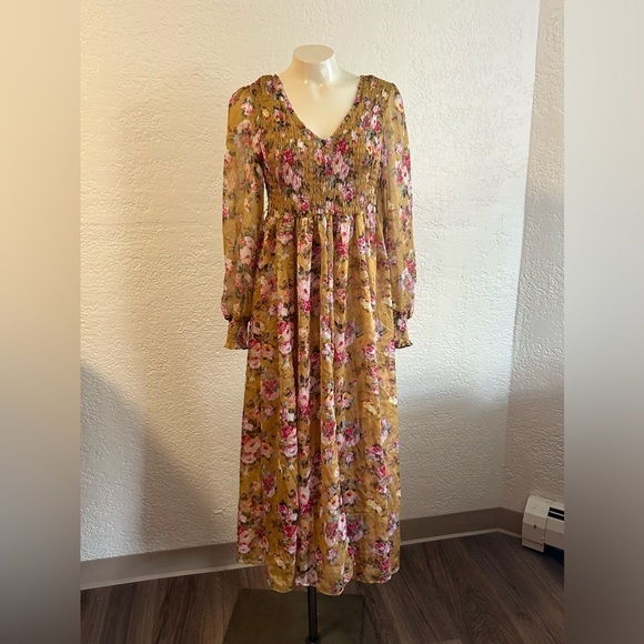 O.P.T One Pretty Time | Dresses | Opt Wick Smocked Crinkled Chiffon ...